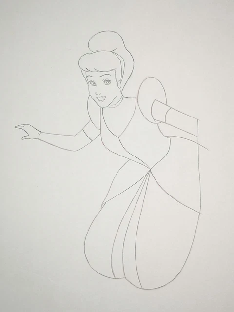 ORIGINAL CINDERELLA PRODUCTION Drawing Cel Walt Disney Animation Art ...