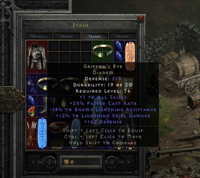 D2 D2R DIABLO II Resurrected Softcore keine Leiter Griffons Augenhelm ...