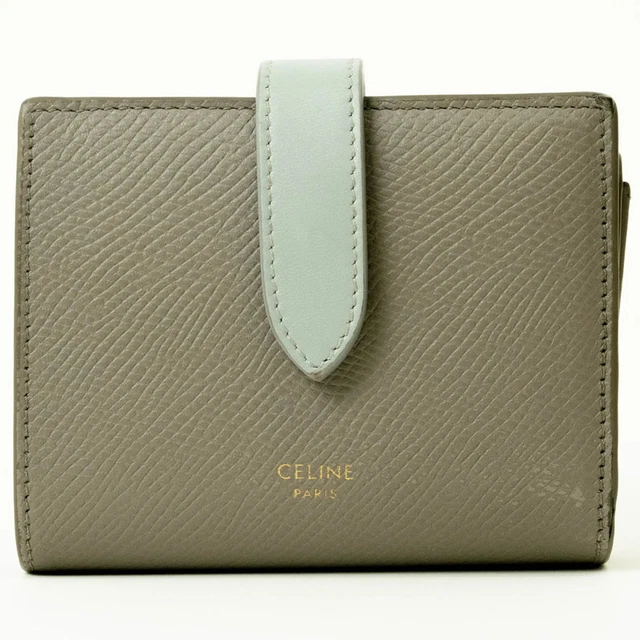 CELINE SMALL STRAP Wallet Bi-Color Bi-Fold Pebble Mineral 10H263BRU ...