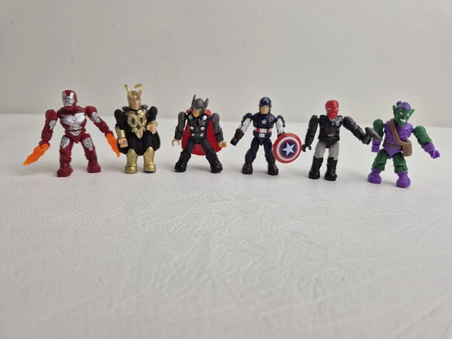 MEGA BLOKS MICRO Marvel Thor, Loki, Iron Man, Captain America, Green ...