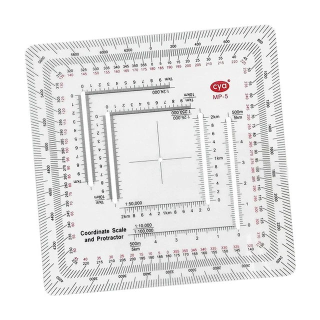 LAND NAVIGATION PROTRACTOR Coordinate Scale Map Protractor for ...