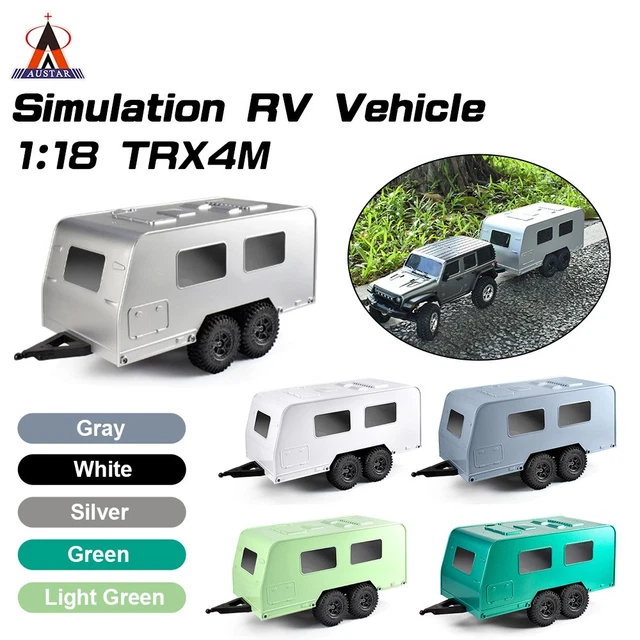 AUSTAR TRAVEL CAMPER Trailer Dual-axle RV Car with Hitch for 1/18 RC ...