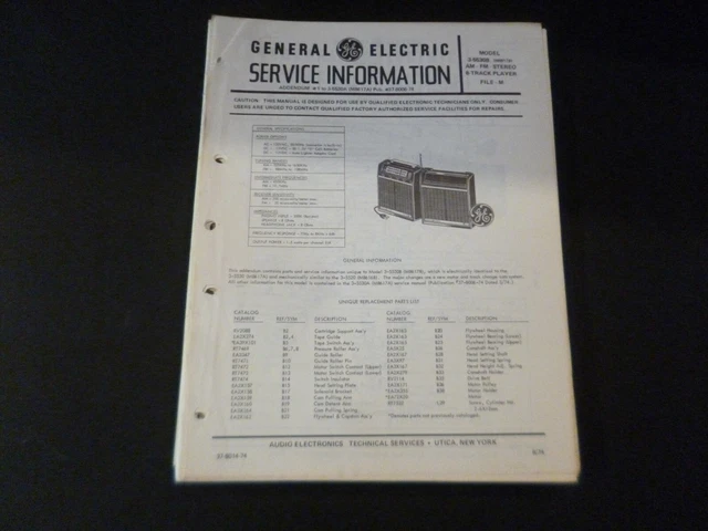 ORIGINAL SERVICE MANUAL Schaltplan General Electric Models 3-5530C EUR ...