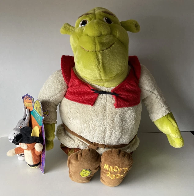 SHREK MACY’S 2007 20” With Donkey And Puss Finger puppets Vgc ...