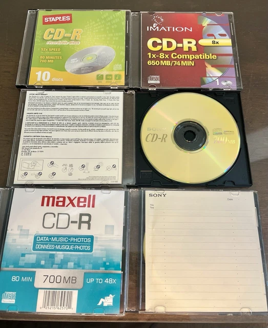 SONY & MAXELL CD-R High Speed Recordable Blank Discs 5-Pack W/Jewel ...