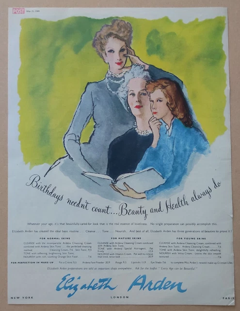 ELIZABETH ARDEN SKIN cream Original UK Press Advert 1949 £4.99 ...