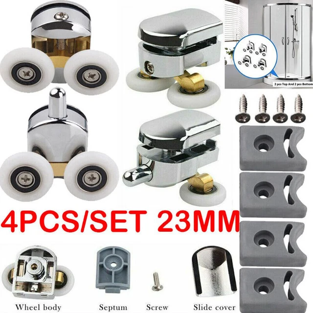 2/4X TWIN SHOWER Screen Door ROLLERS/Runners/Wheels Top Bottom 23mm ...