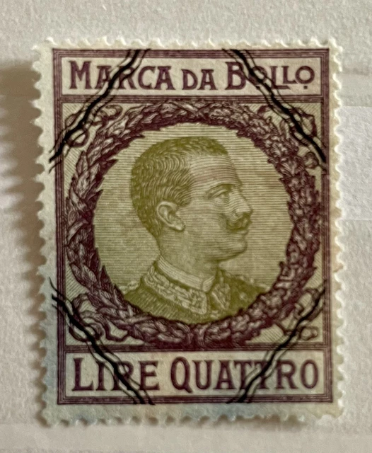 MARCA DA BOLLO 1901/22 4 Lire Tassa Fissa Losanghe Nere EUR 1,00 ...