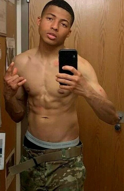 Shirtless Male Muscular Fit Military African American Beefcake Photo