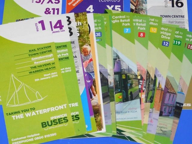 21 X IPSWICH BUSES BUS TIMETABLES & GUIDES 2006 - 2023 ALL DIFFERENT £8 ...