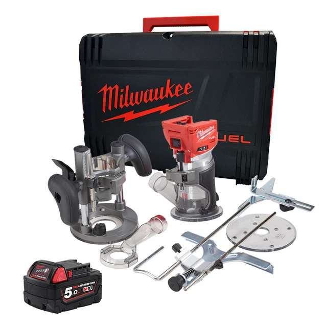 MILWAUKEE M18FTR-0X 18V Brushless Trimmer Router with 1 x 5.0Ah Battery ...