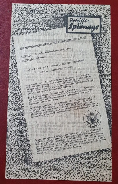 ORIGINAL VINTAGE WW2 leaflet/pamphlet American message to German troops ...
