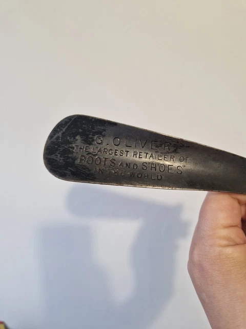 VINTAGE ADVERTISING METAL Shoehorn. George Oliver Shoe Shops. Early-mid ...