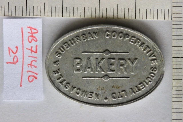NEWCASTLE & SUBURBAN Co-operative BREAD TOKEN GOOD FOR HALF LOAF ...