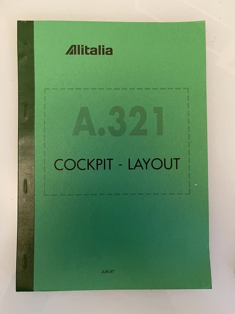 ALITALIA AIRLINES AIRBUS 321 Cockpit Layout booklet A4 Pilot Training ...