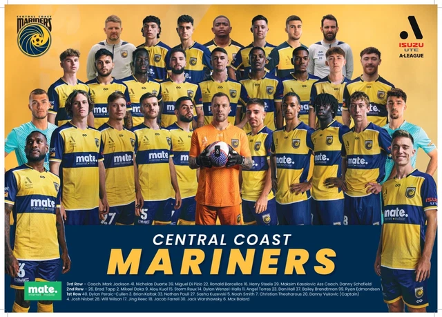CENTRAL COAST MARINERS soccer football team poster ,CHAMPIONS 5 EUR 5 ...