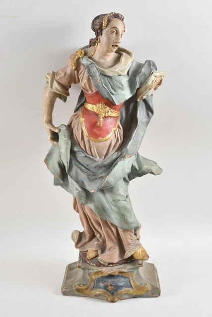 Q30U73- KERAMIK FIGUR Heilige mit Umhang auf Sockel datiert 1742 EUR ...