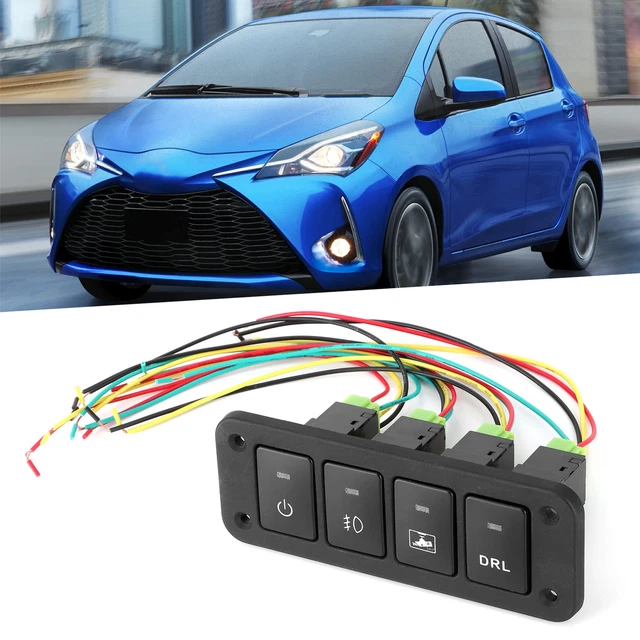 NEW CAR 4 Gang Switch Panel Push Button For DRL LED Driving Recorder ...