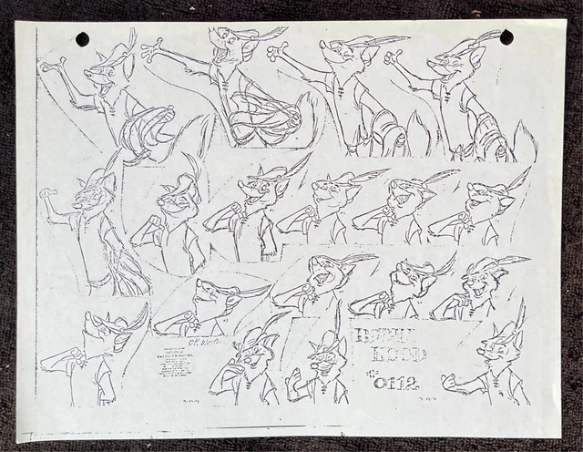 ROBIN HOOD Disney Animation MODEL Sheet PHOTOCOPY 1 £8.48 - PicClick UK