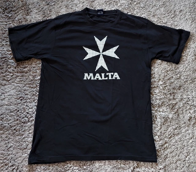 MALTA MALTESE TEE T SHIRT BLACK COTTON MENS XXL Good Clean Condition ...