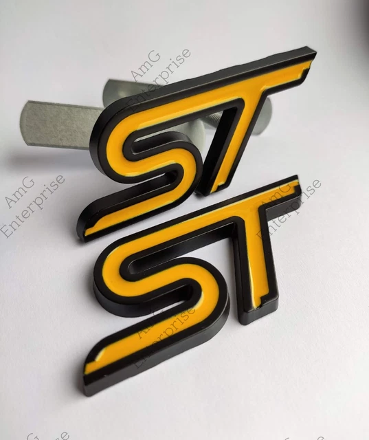 FRONT GRILLE REAR Gloss Yellow Black ST Badge for Ford Fiesta Focus ...