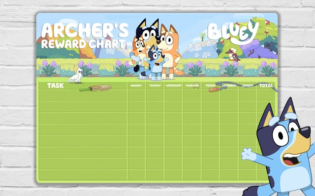 BLUEY KIDS REWARD Chart, Behavior, potty / Toilet Training, Any Name ...