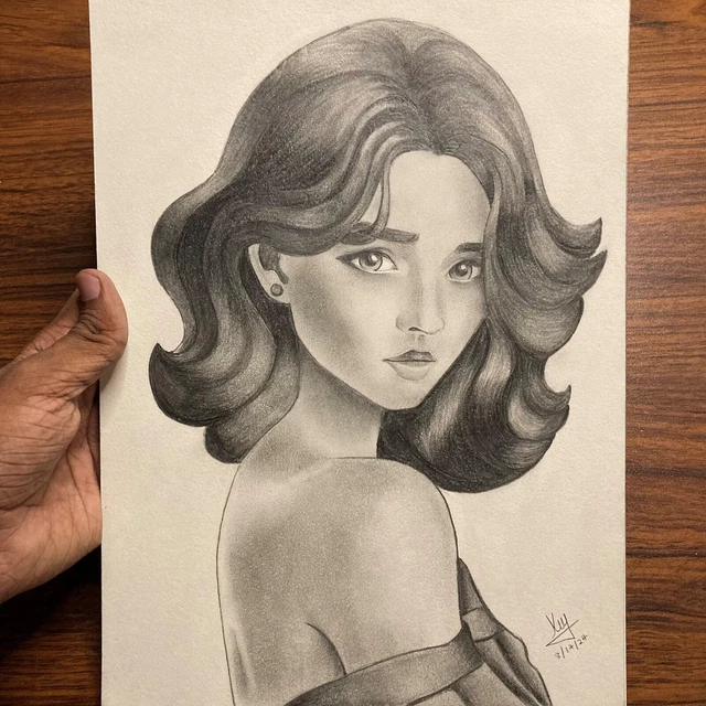 ORIGINAL PENCIL DRAWING A4 Beautiful Women Girl Portrait Female Art NEW ...