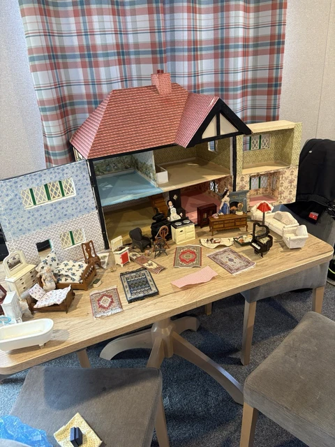 TUDOR STYLE 1:12 Wooden Doll's House, 2 Storey 6 Room Furnished w ...