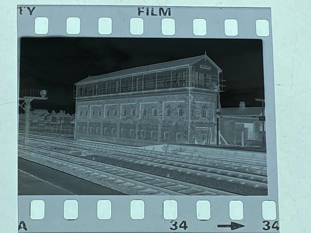 DIESEL LOCOMOTIVE SCENE Rhyl Signal Box British Rail Railway Negative ...