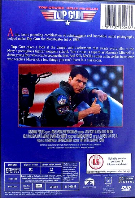 TOP GUN (1986) R2 DVD Tom Cruise, Tim Robbins, Kelly McGillis, Val ...