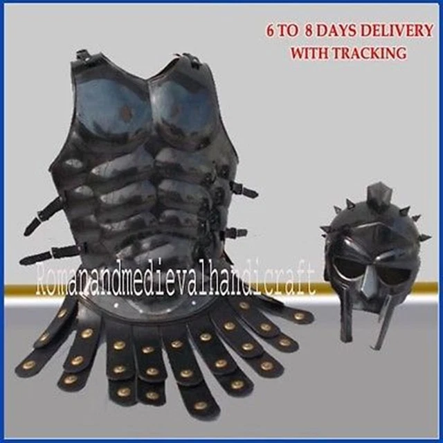 MEDIEVAL MUSCLES JACKET With Gladiator Helmet HALLOWEEN Costume Spartan ...
