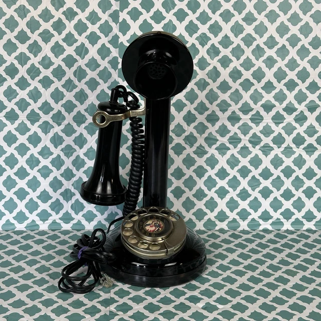VINTAGE AMERICAN CLASSIC Candlestick Telephone Rotary Dial Black Retro ...
