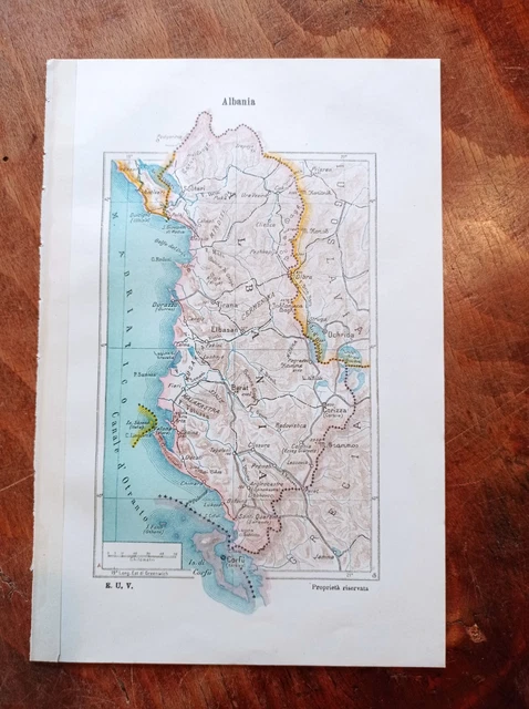 OLD MAP ANTICA mappa ALBANIA TIRANA DURAZZO BERAT SCUTARI 1931 EUR 9,90 ...