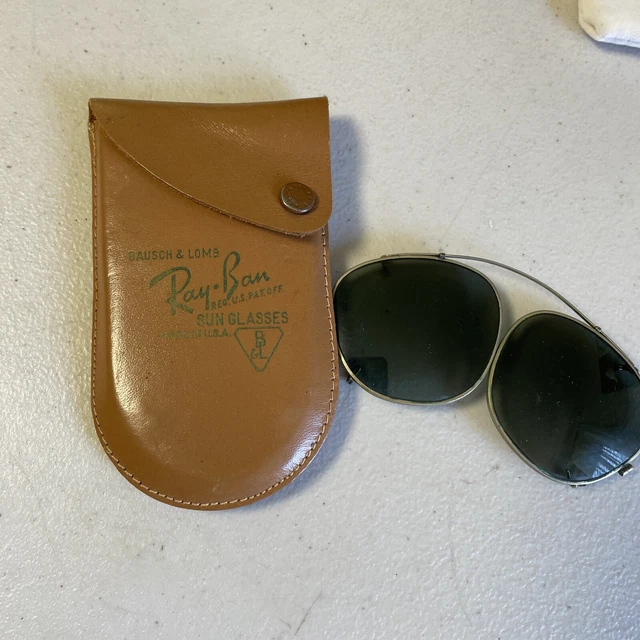 VINTAGE RAY-BAN CLIP-ON Sunglasses Gray-Green Smoke Shades w/Case ...