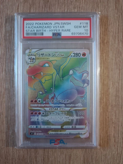 PSA 10 POKEMON Card Charizard VStar FA Rainbow 118/100 S9 Star Birth ...