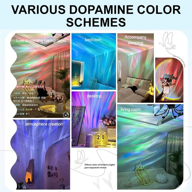 NORTHERN LIGHTS PROJECTOR Dynamic Lamp 16 Color LED Mood Light Remote ...