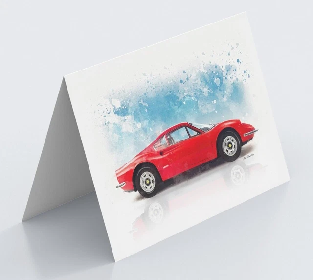 FERRARI DINO 206 GT Classic Car Birthday Card, Christmas, Fathers Day ...