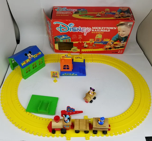 DISNEY MICKEYTOWN RAILROAD Mickey Mouse Town Train Set Toy 1988 Mattel ...