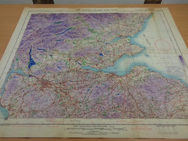 WW2 (1944) RAF / ARMY map of "THE FORTH, CLYDE & TAY" (GLASGOW ...