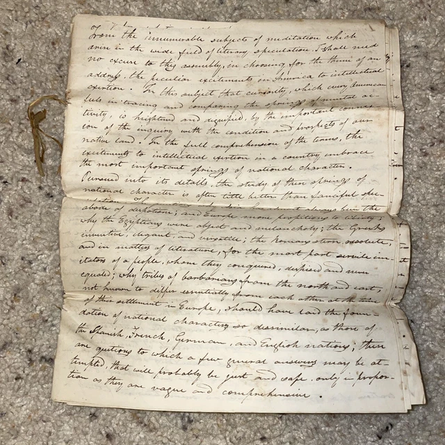 VINTAGE ANTIQUE EARLY 1800s Handwritten Notes Paper College Letter 1824 ...