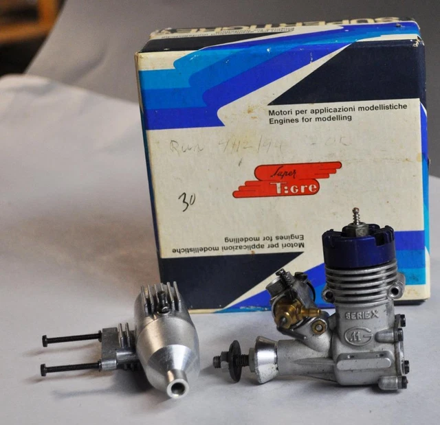 VINTAGE RC AIRPLANE Engine - Super Tigre Serie X .11 W/ Muffler & Box ...