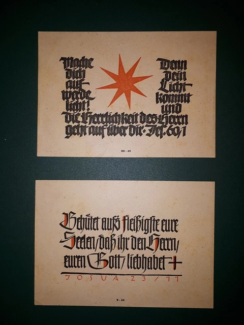 POSTKARTEN BIBELSPRUCH ANTIK Jesaja 60/1 und Josua 23/11 EUR 1,00 ...