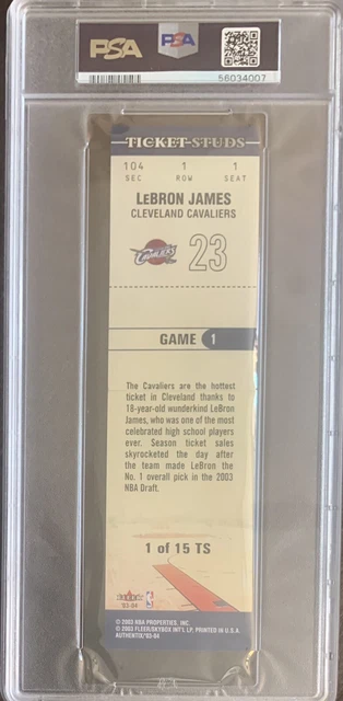 2003 FLEER AUTHENTIX Lebron James Ticket Studs RC #1 PSA 8 NM-MT Lakers ...