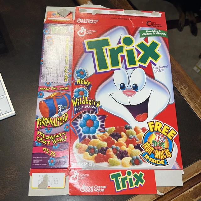 VINTAGE EMPTY FLAT Cereal Box Trix Fruit Snacks $9.99 - PicClick