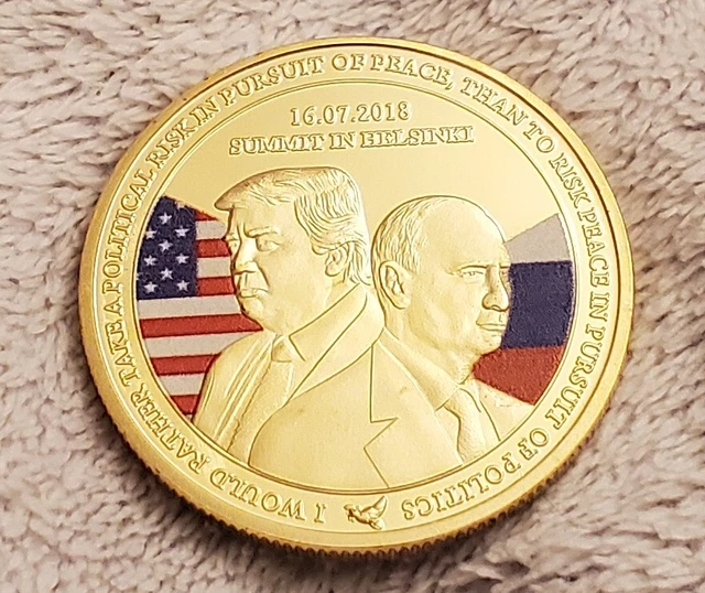 DONALD TRUMP VLADIMIR Putin Gold Coin Old Leader US President Russian ...