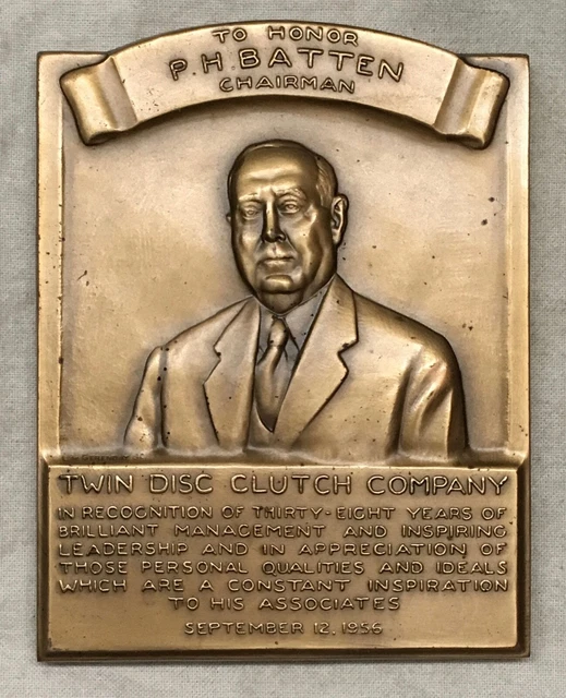 TWIN DISC CLUTCH Company P.H. Batten Appreciation Plaquette, 1956 by de ...