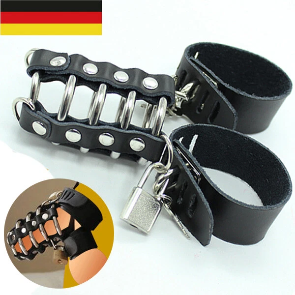 LEDER BALLSTRETCHER BONDAGE Keuschheitskäfig Hodensack Hodenring ...