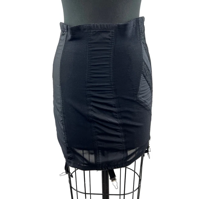 RAGO NEW YORK Open Black Bottom Girdle Corset Nylon Stretch Side Zipper ...