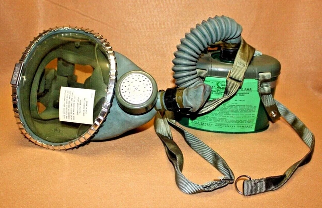 VINTAGE MSA AMMONIA Gas Mask Original Box, Mask w/Hose and Canister £82 ...