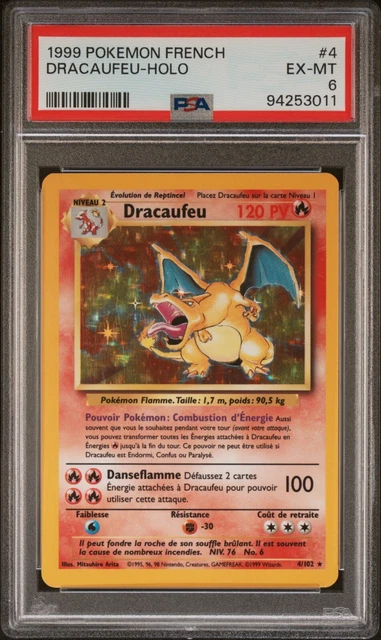 1999 POKEMON FRENCH Base Set Dracaufeu Charizard Holo 4/102 PSA 6 EUR 2 ...